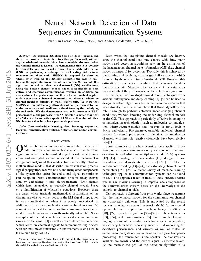 Neural Network Detection of Data Sequences in Communication Systems | DeepAI