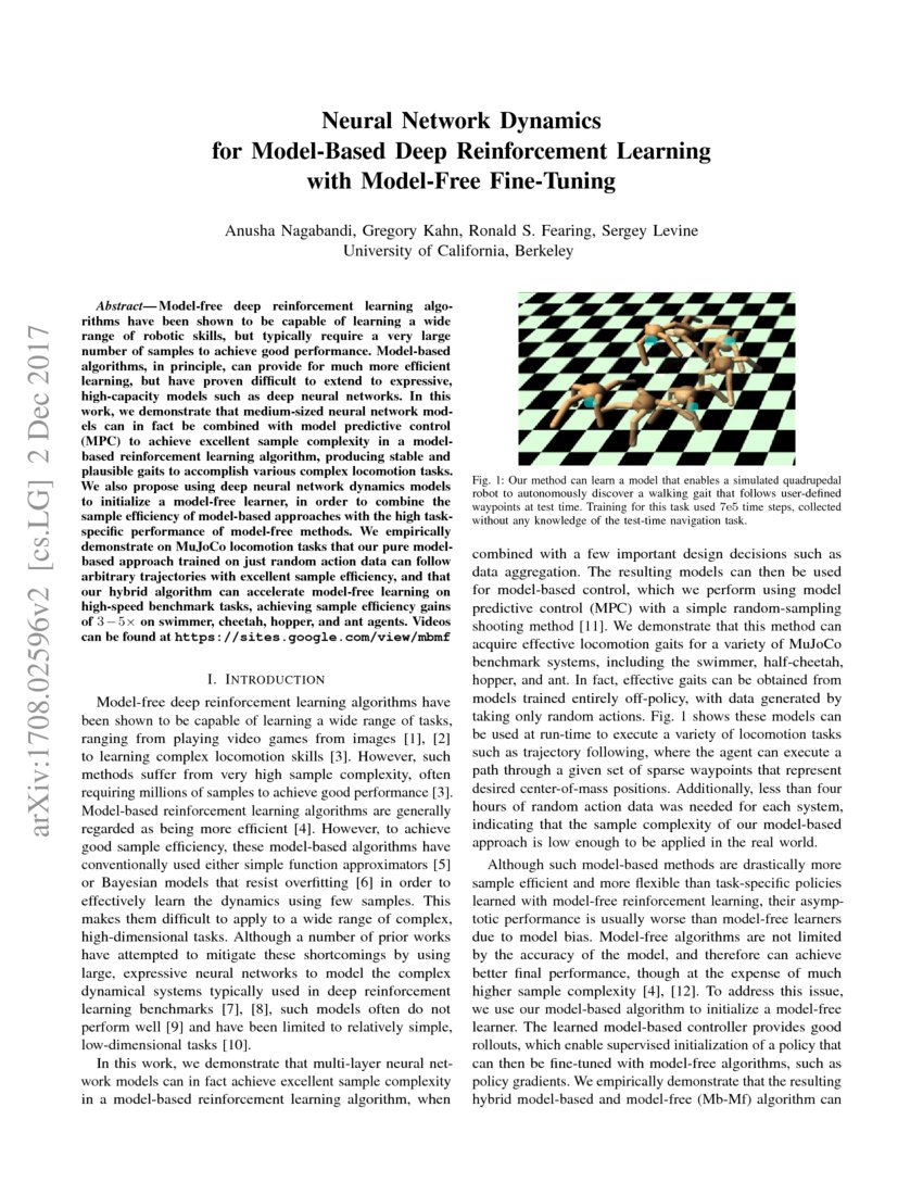 Neural Network Dynamics for Model-Based Deep Reinforcement Learning ... Neural Network Dynamics for Model-Based Deep Reinforcement Learning ...