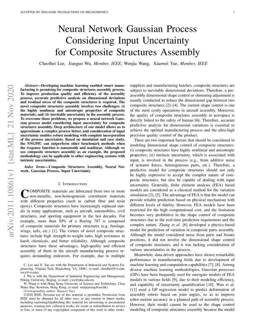 Neural Network Gaussian Process Considering Input Uncertainty for Composite Structures Assembly ...