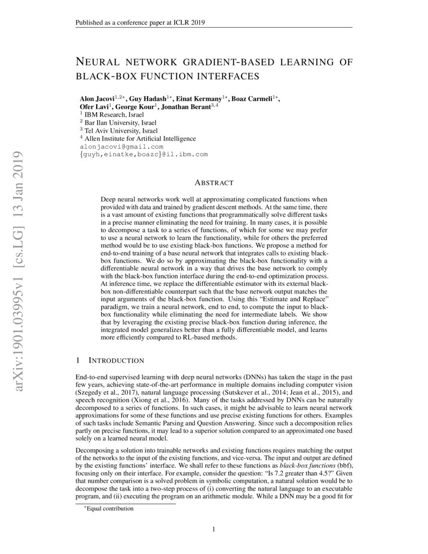 Neural network gradient-based learning of black-box function interfaces ... Neural network gradient-based learning of black-box function interfaces ...