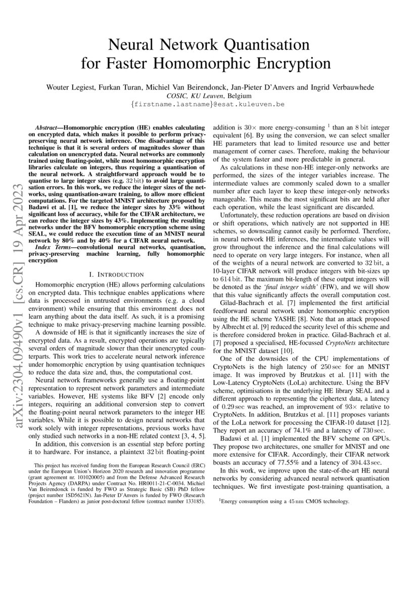 Neural Network Quantisation For Faster Homomorphic Encryption Deepai 5255
