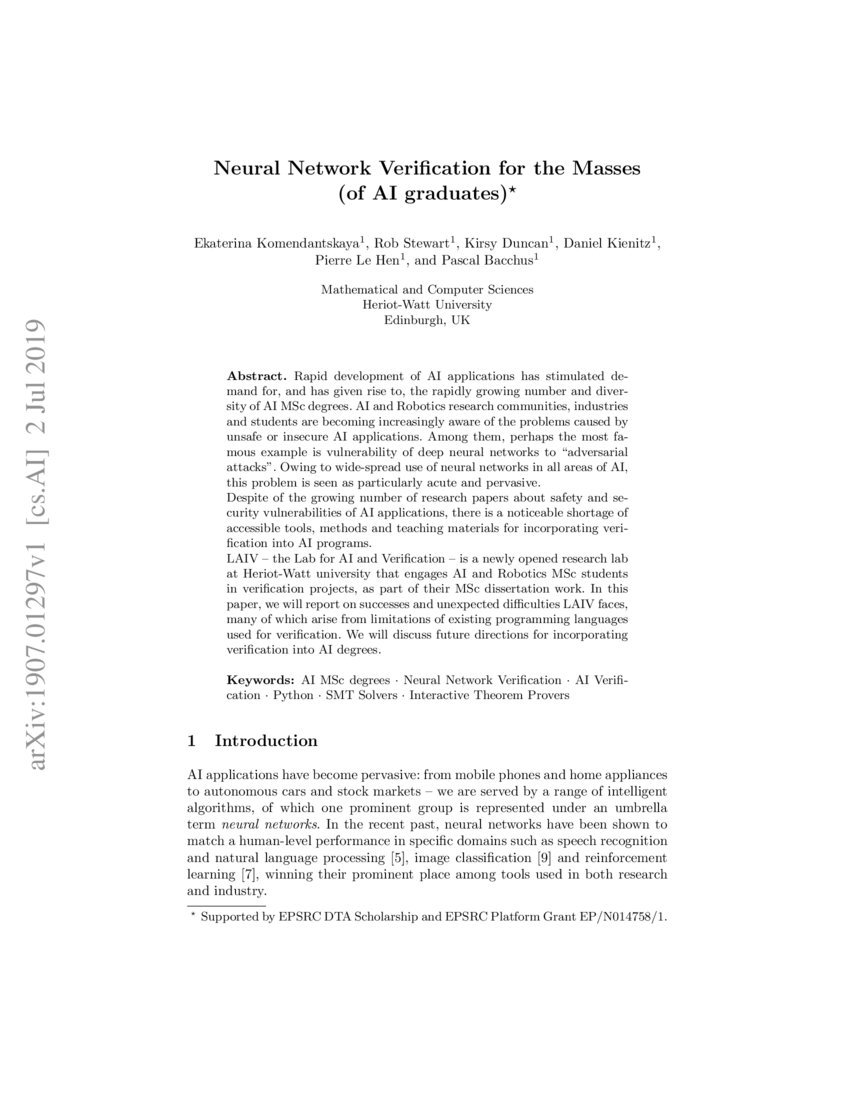 Neural Network Verification For The Masses Of Ai Graduates Deepai