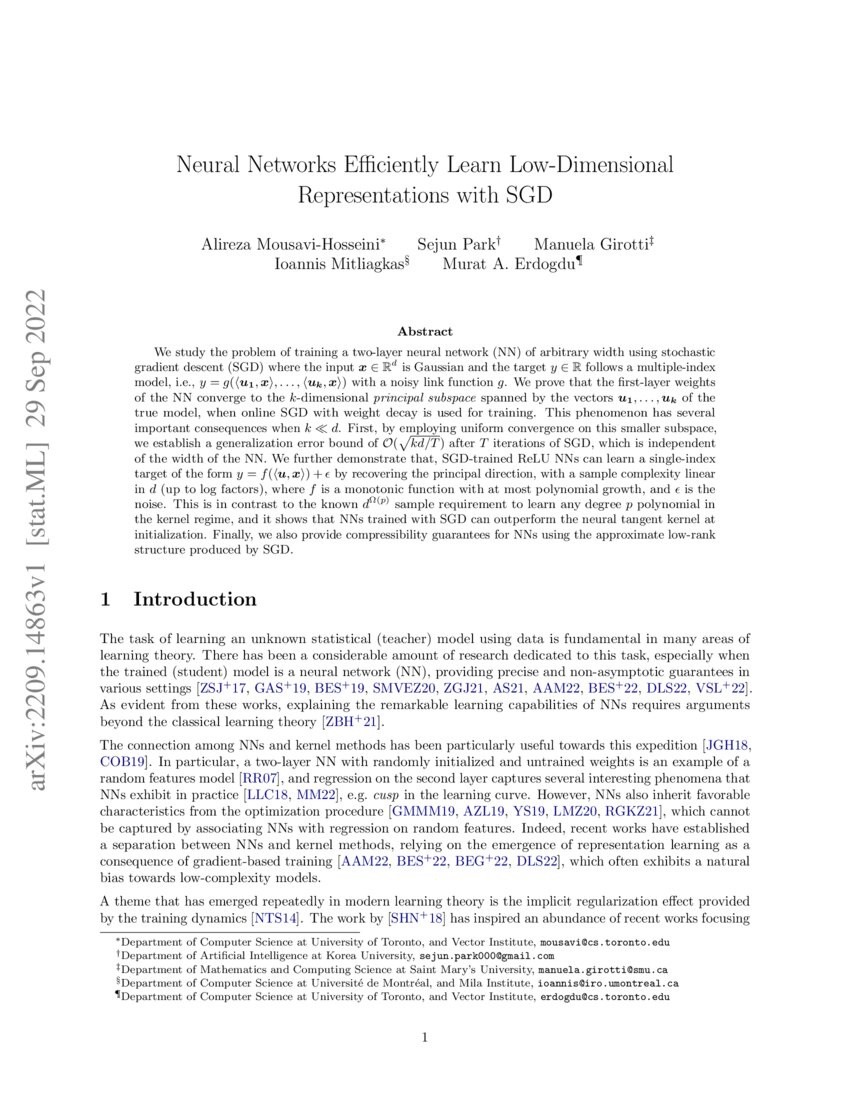 Neural Networks Efficiently Learn Low Dimensional Representations With 2693