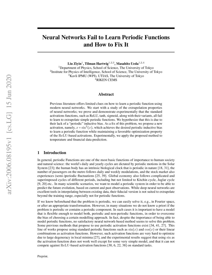 Neural Networks Fail to Learn Periodic Functions and How to Fix It | DeepAI