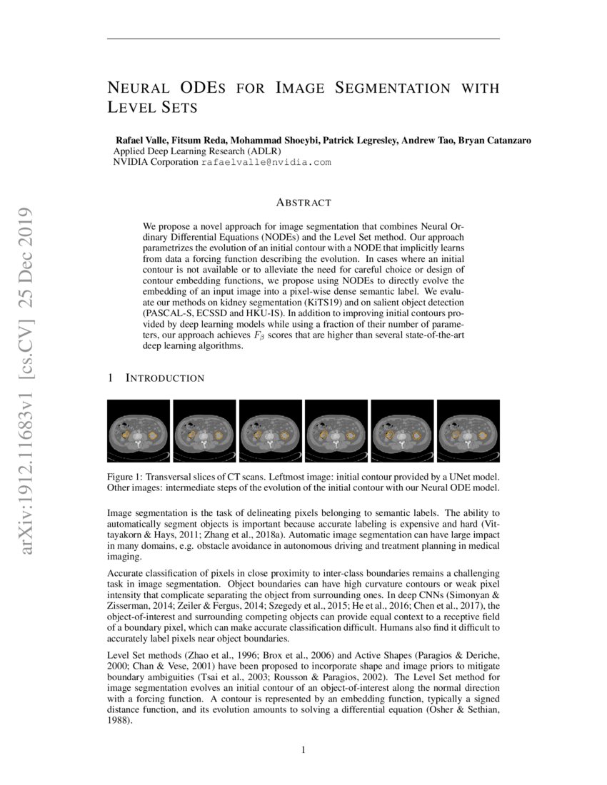 Neural ODEs for Image Segmentation with Level Sets | DeepAI