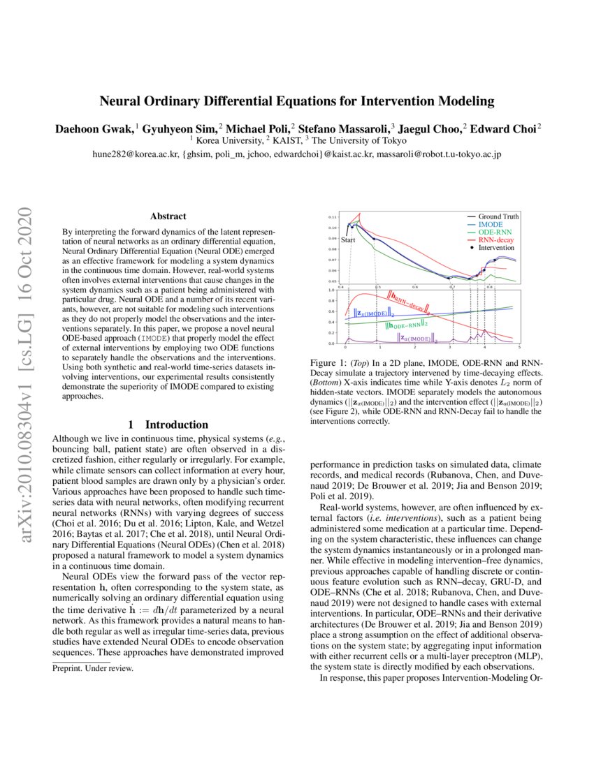 Neural Ordinary Differential Equations For Intervention Modeling Deepai