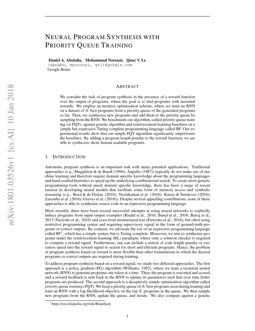Neural Program Synthesis with Priority Queue Training | DeepAI Neural Program Synthesis with Priority Queue Training | DeepAI