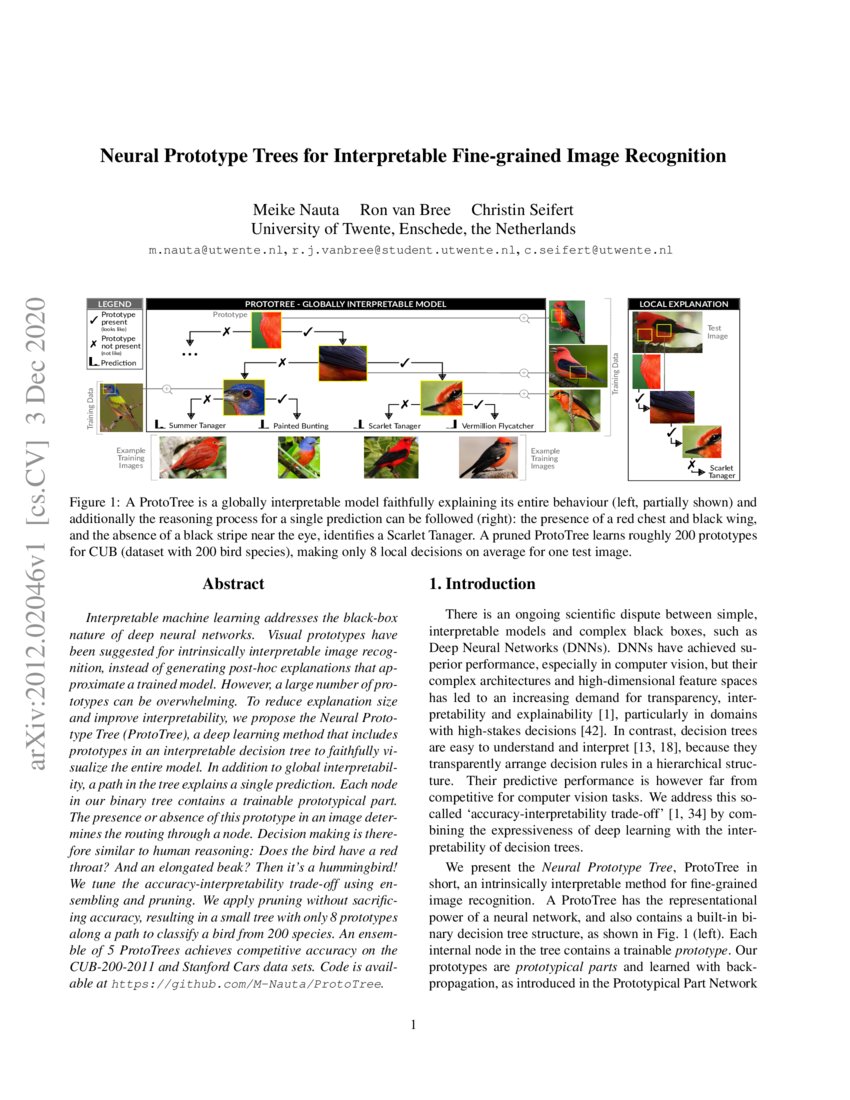 Neural Prototype Trees for Interpretable Fine-grained Image Recognition | DeepAI