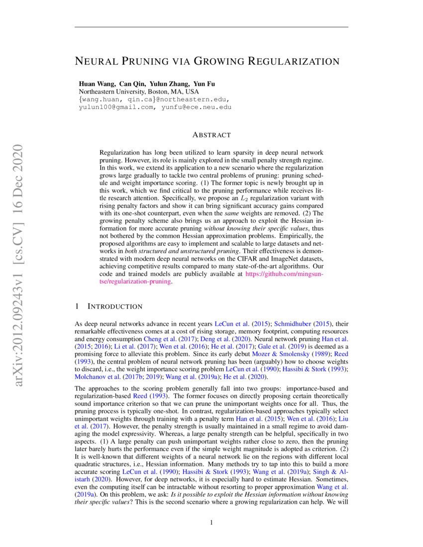 Neural Pruning via Growing Regularization | DeepAI