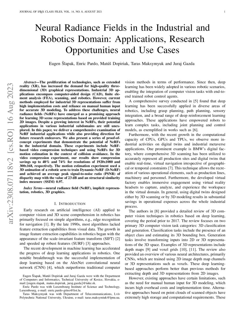 Neural radiance fields in the industrial and robotics domain: applications, research ...