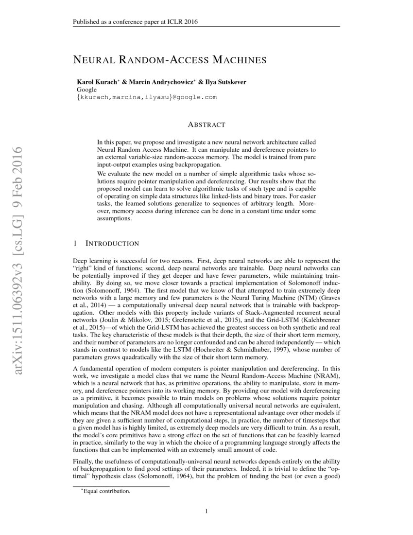 Neural Random-Access Machines | DeepAI