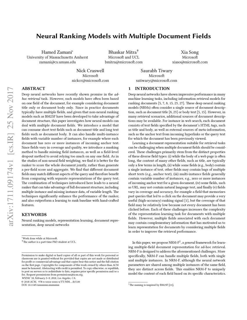 Neural Ranking Models with Multiple Document Fields | DeepAI