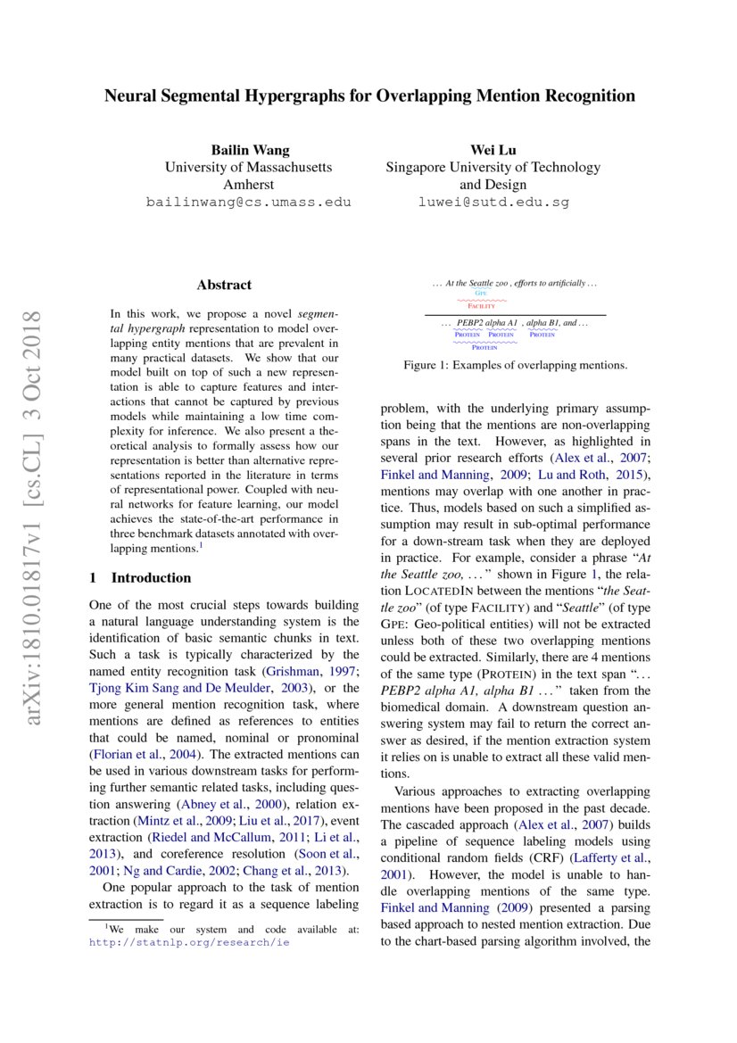 Neural Segmental Hypergraphs for Overlapping Mention Recognition | DeepAI