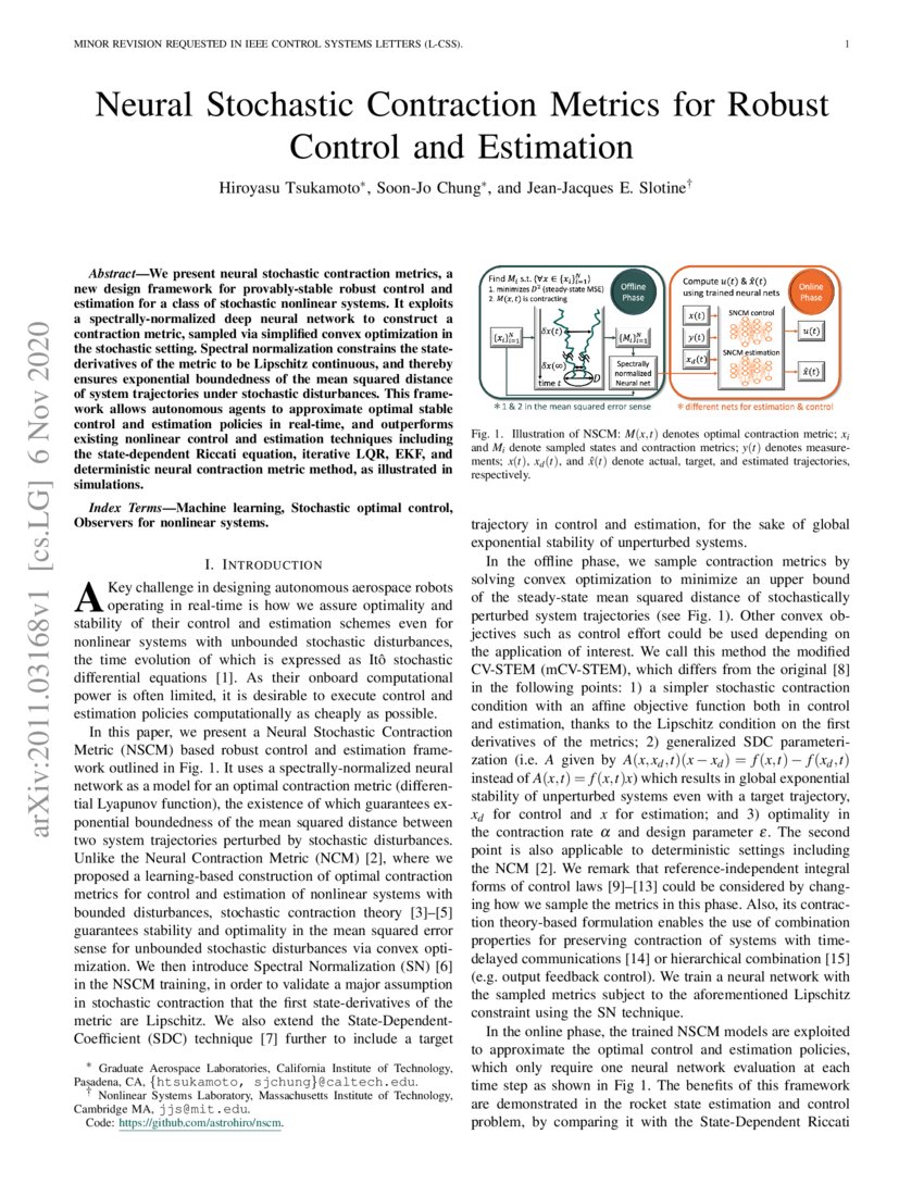 Neural Stochastic Contraction Metrics For Robust Control And Estimation Deepai