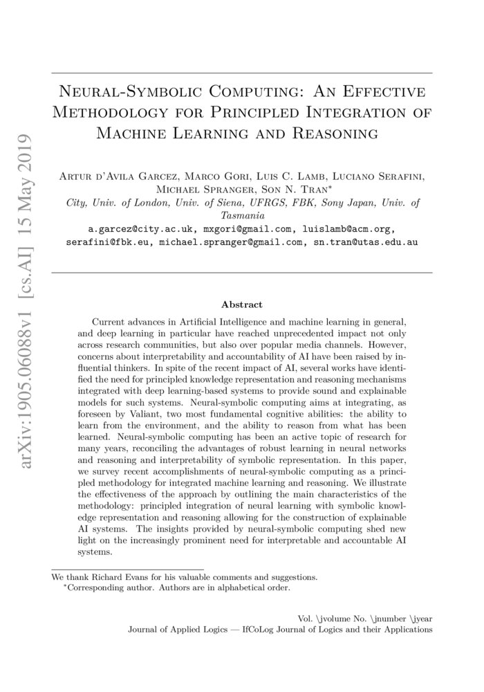 Neural Symbolic Computing An Effective Methodology For Principled Integration Of Machine