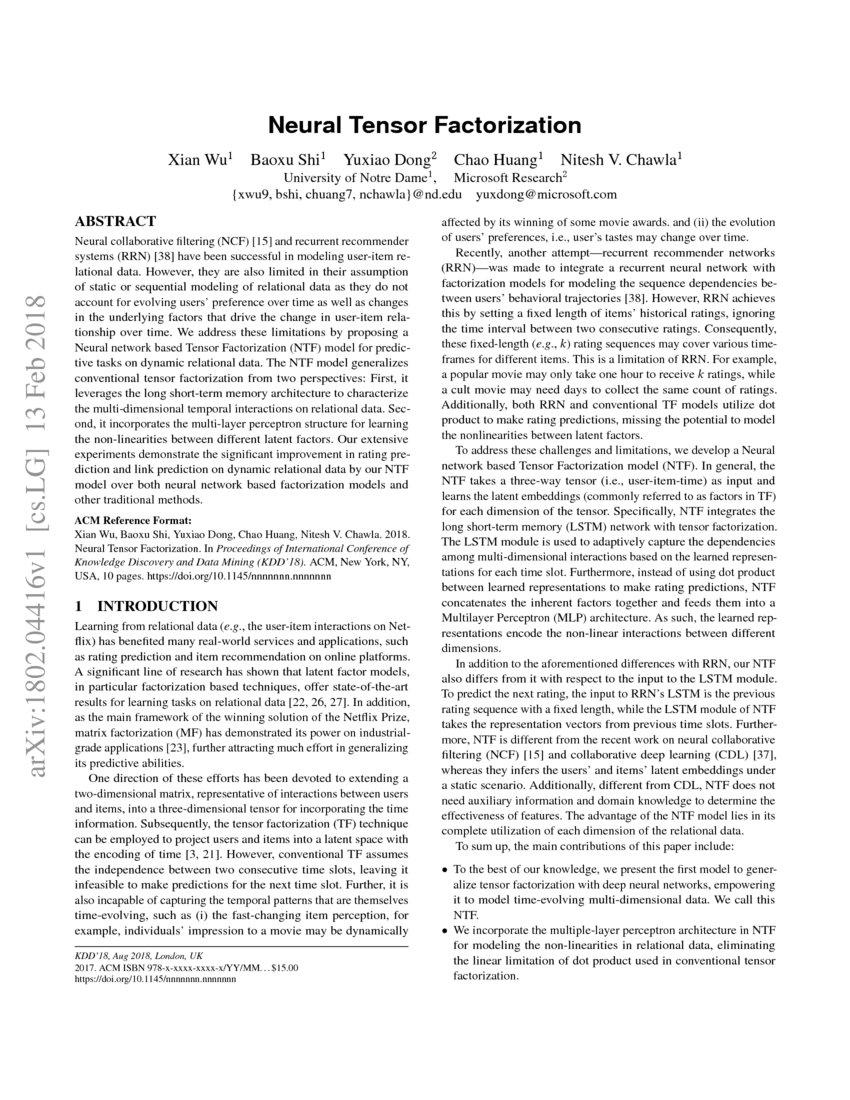 Neural Tensor Factorization | DeepAI