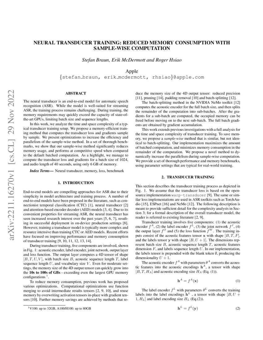 Neural Transducer Training Reduced Memory Consumption With Sample Wise 8823