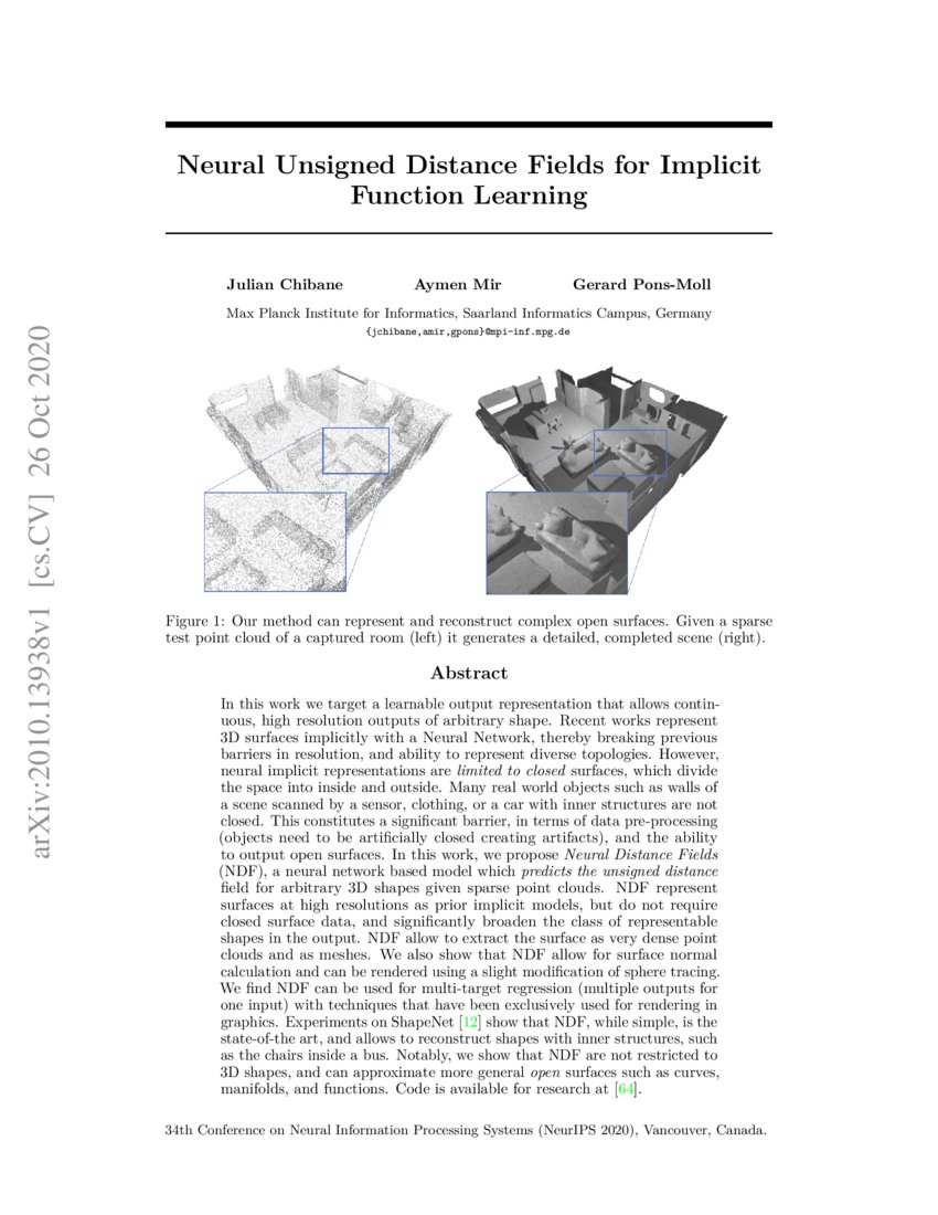 Neural Unsigned Distance Fields For Implicit Function Learning Deepai