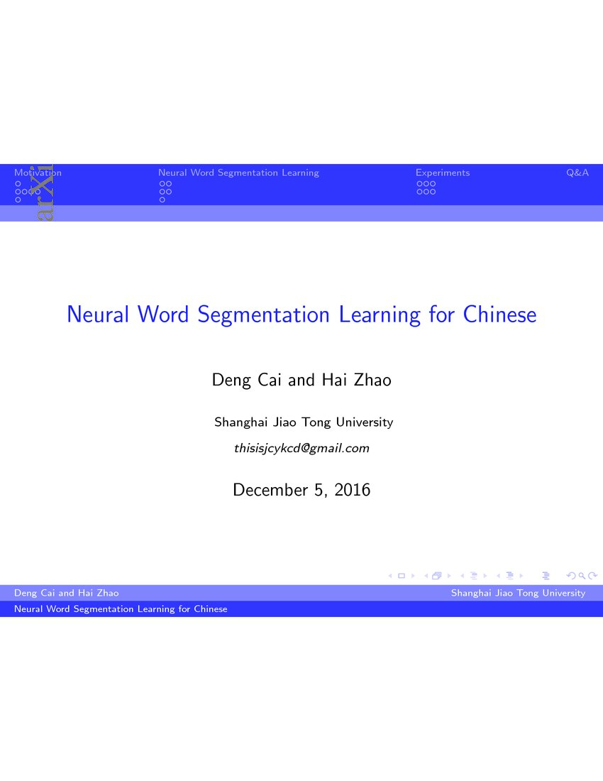 Neural Word Segmentation Learning for Chinese | DeepAI