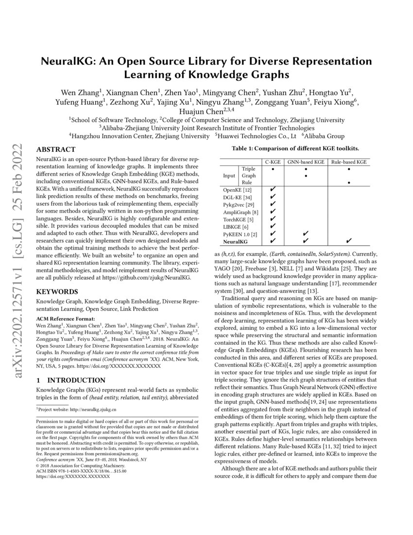 NeuralKG: An Open Source Library for Diverse Representation Learning of ...