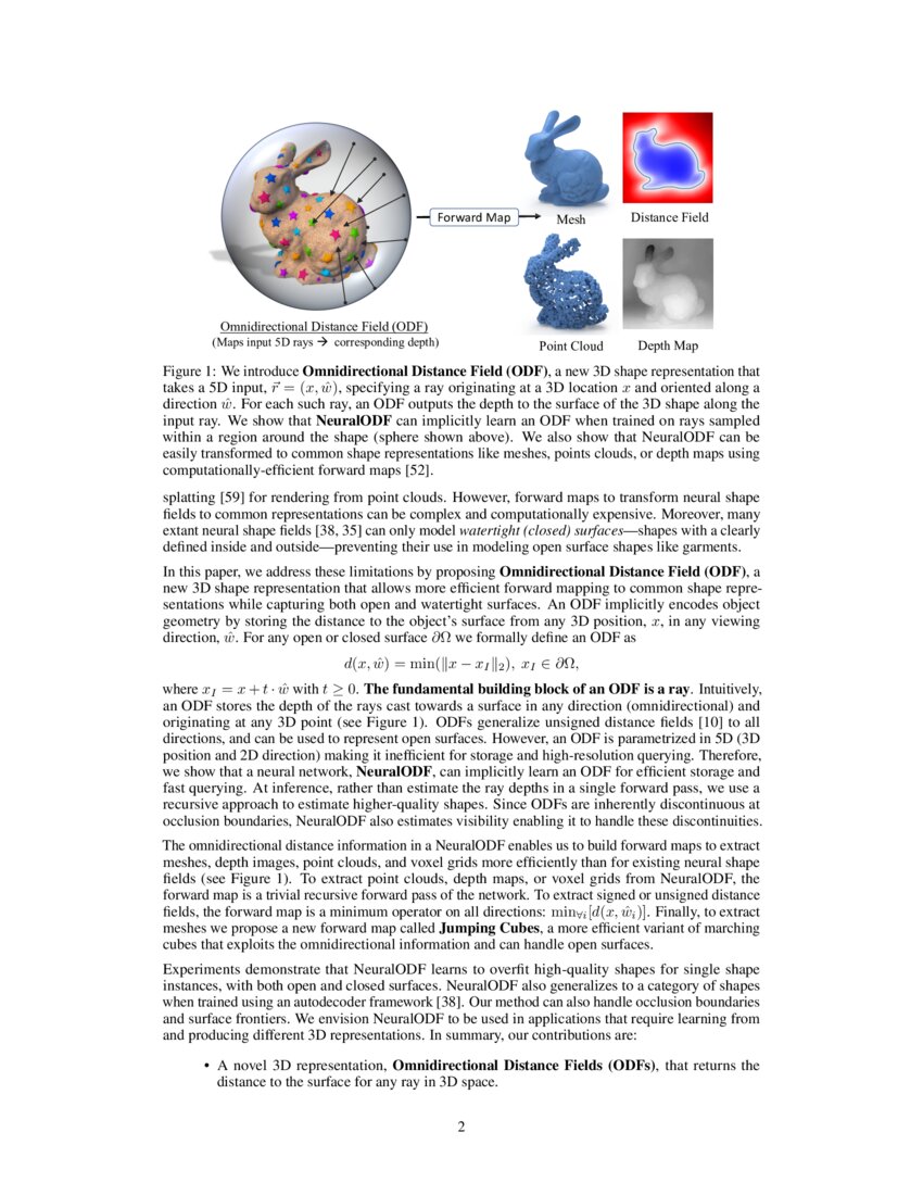 NeuralODF: Learning Omnidirectional Distance Fields for 3D Shape Representation | DeepAI