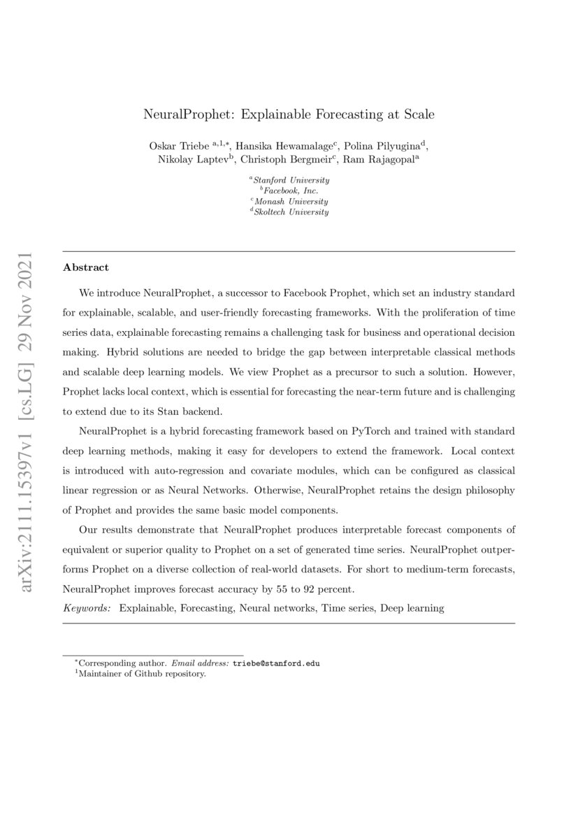 NeuralProphet: Explainable Forecasting at Scale | DeepAI