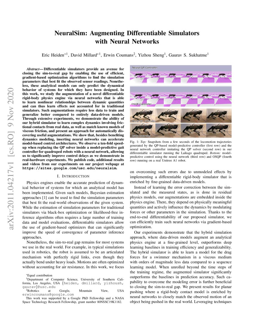 Neuralsim Augmenting Differentiable Simulators With Neural Networks Deepai