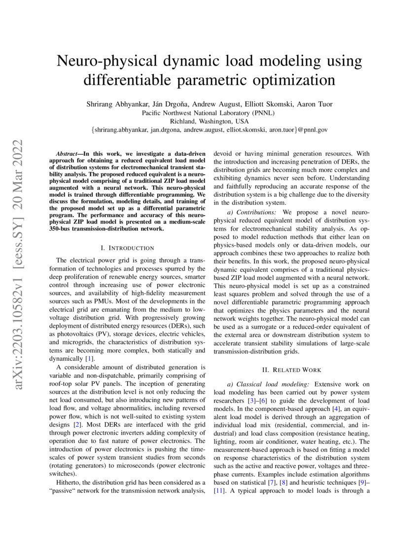 Neuro Physical Dynamic Load Modeling Using Differentiable Parametric Optimization Deepai