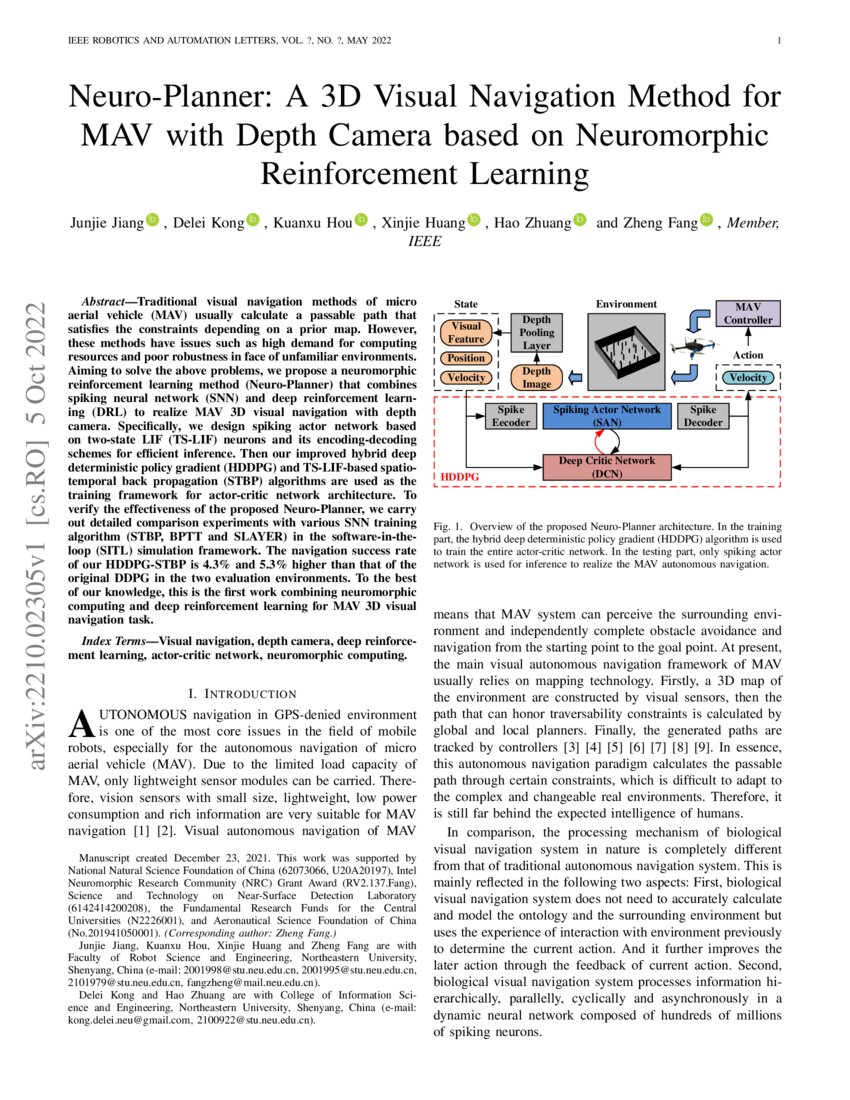 Neuro Planner A 3d Visual Navigation Method For Mav With Depth Camera Based On Neuromorphic
