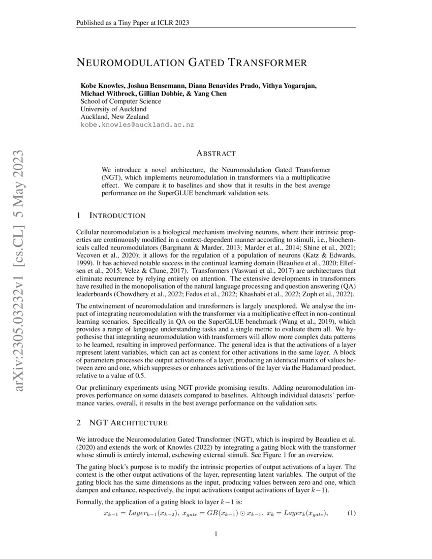 Neuromodulation Gated Transformer Deepai