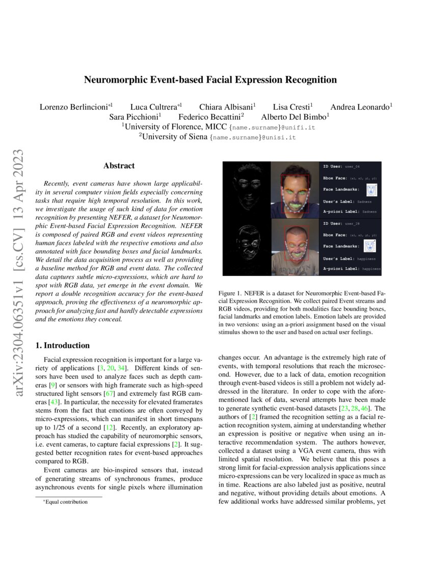 Neuromorphic Event Based Facial Expression Recognition Deepai