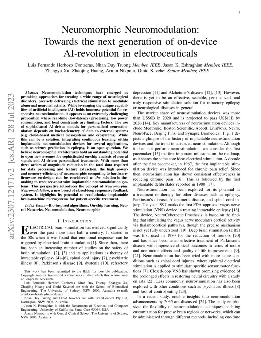 Neuromorphic Neuromodulation: Towards the next generation of on-device ...
