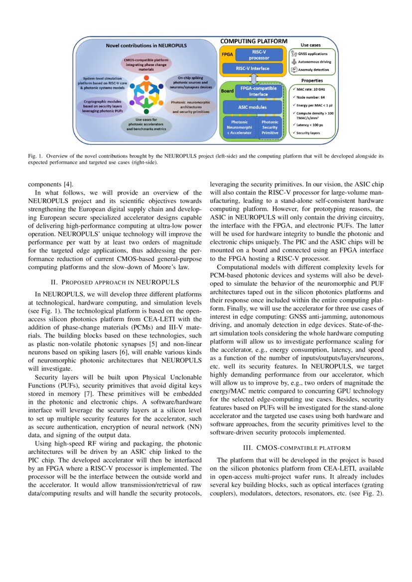NEUROPULS: NEUROmorphic energy-efficient secure accelerators based on Phase change materials ...