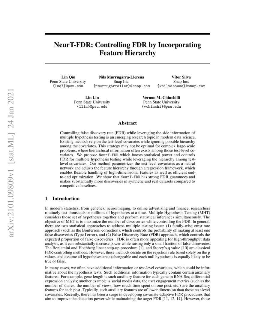 NeurT-FDR: Controlling FDR by Incorporating Feature Hierarchy | DeepAI
