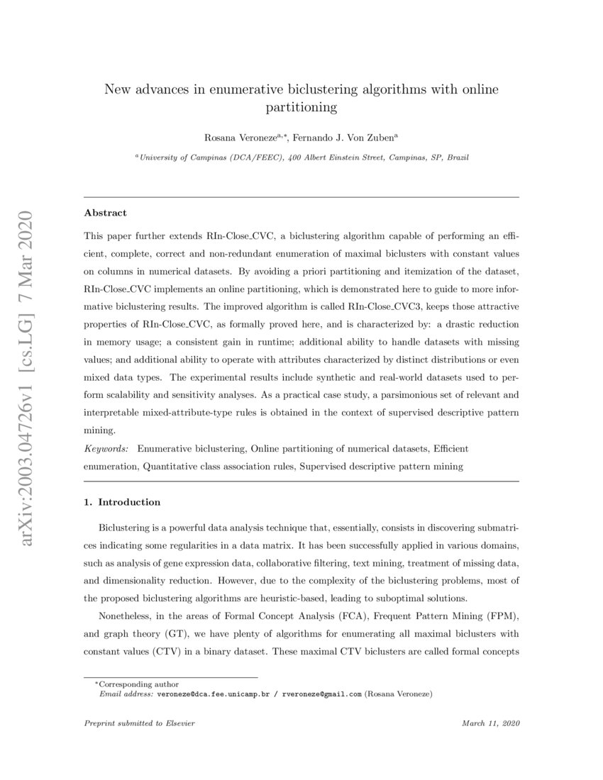 New advances in enumerative biclustering algorithms with online partitioning | DeepAI