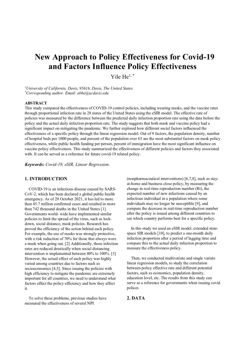 New Approach to Policy Effectiveness for Covid-19 and Factors Influence ...