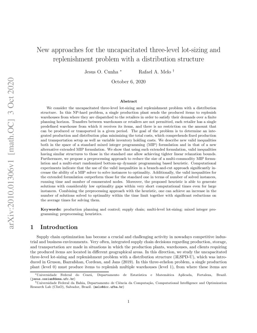 New Approaches For The Uncapacitated Three level Lot sizing And
