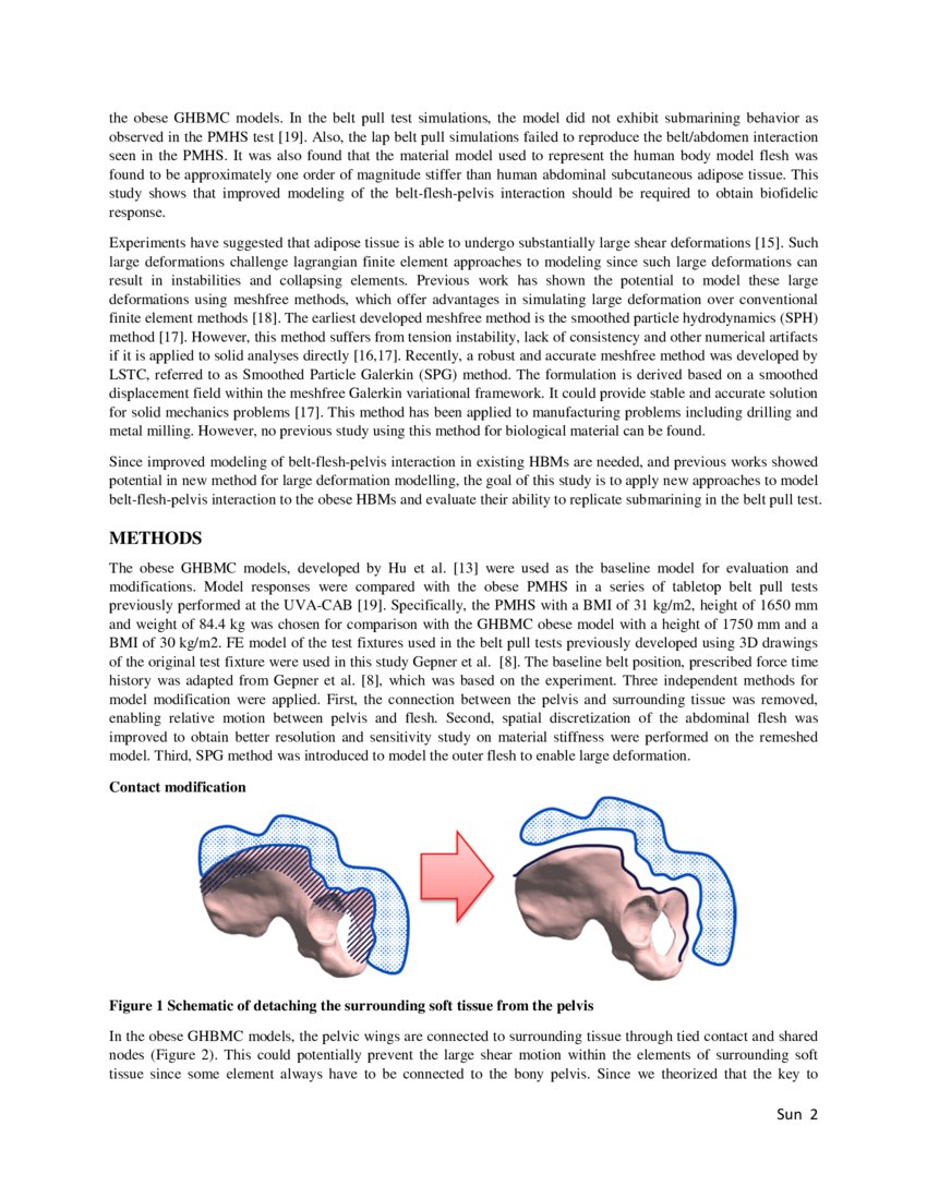 New approaches in modeling belt-flesh-pelvis interaction using obese ...