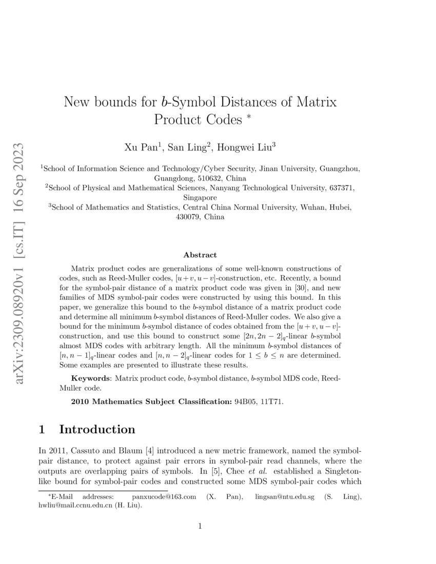New bounds for b-Symbol Distances of Matrix Product Codes | DeepAI