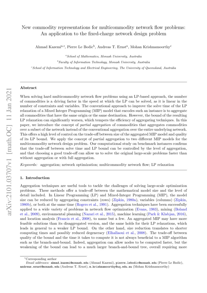 New Commodity Representations For Multicommodity Network Flow Problems An Application To The