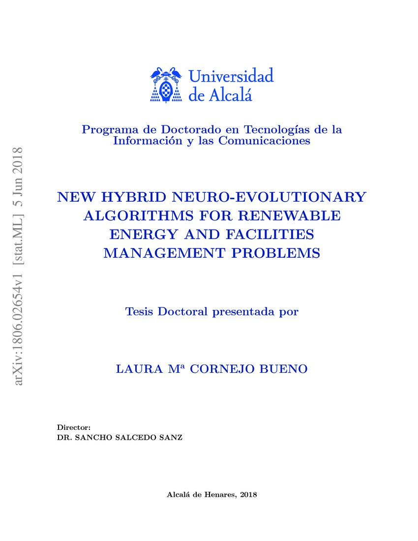 New Hybrid Neuro-Evolutionary Algorithms for Renewable Energy and ...