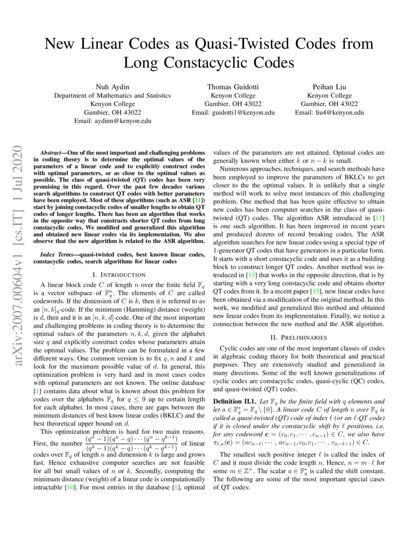 New Linear Codes as Quasi-Twisted Codes from Long Constacyclic Codes | DeepAI