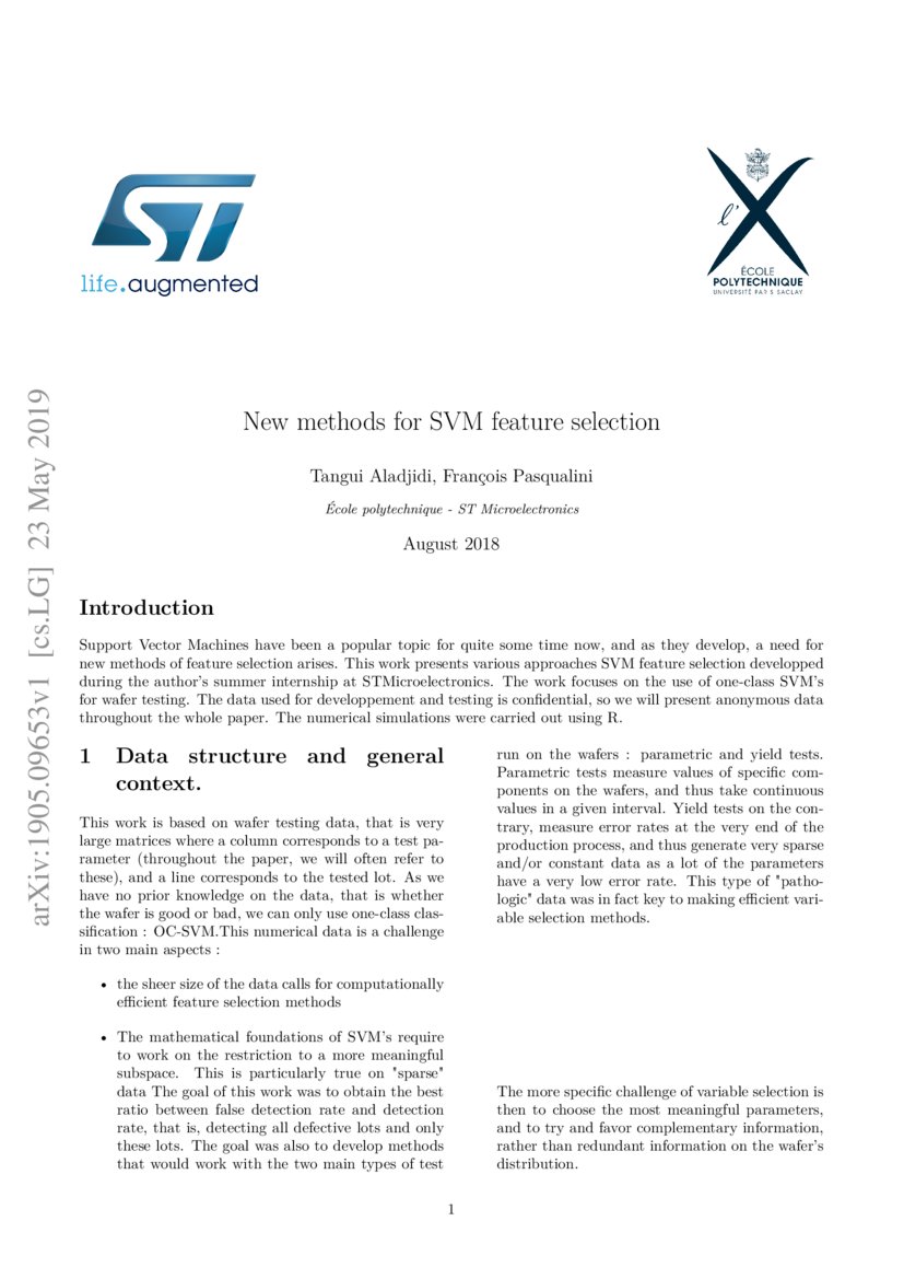 New Methods For Svm Feature Selection Deepai