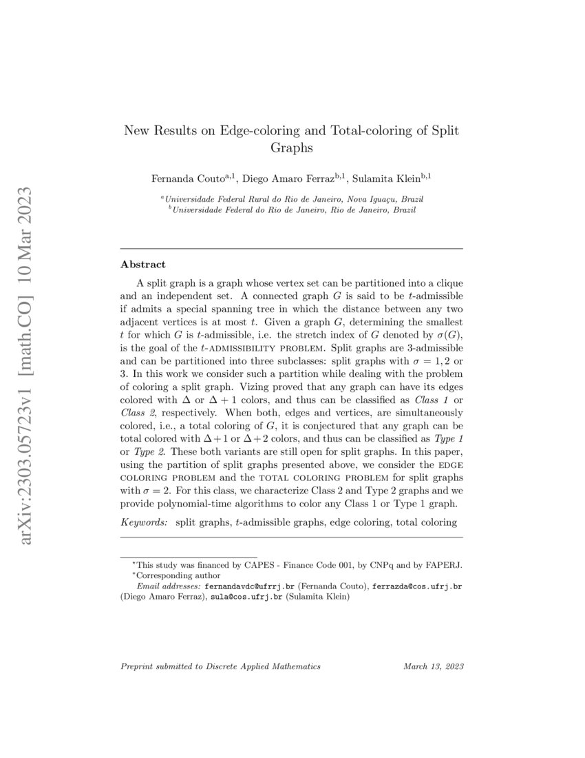 New Results on Edge-coloring and Total-coloring of Split Graphs | DeepAI
