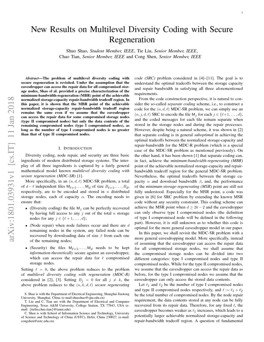 New Results on Multilevel Diversity Coding with Secure Regeneration | DeepAI