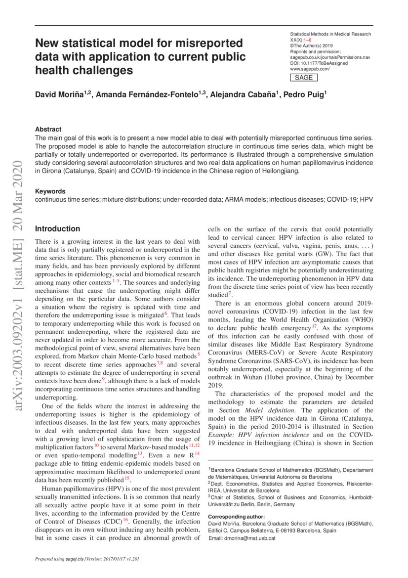 New statistical model for misreported data with application to current ...