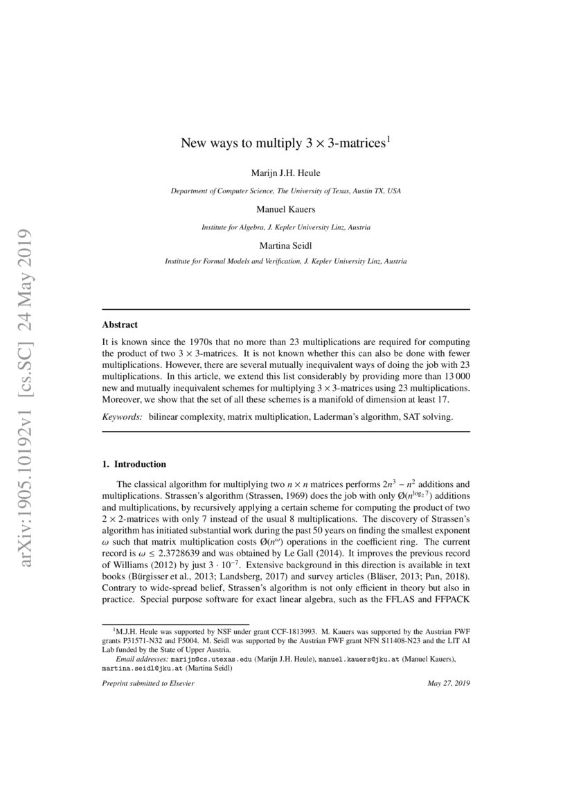 New ways to multiply 3 x 3-matrices | DeepAI