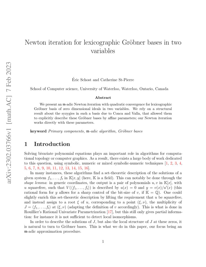 Newton Iteration For Lexicographic Gröbner Bases In Two Variables Deepai