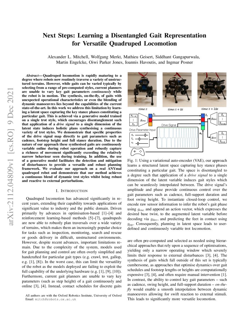 Next Steps: Learning a Disentangled Gait Representation for Versatile Quadruped Locomotion | DeepAI