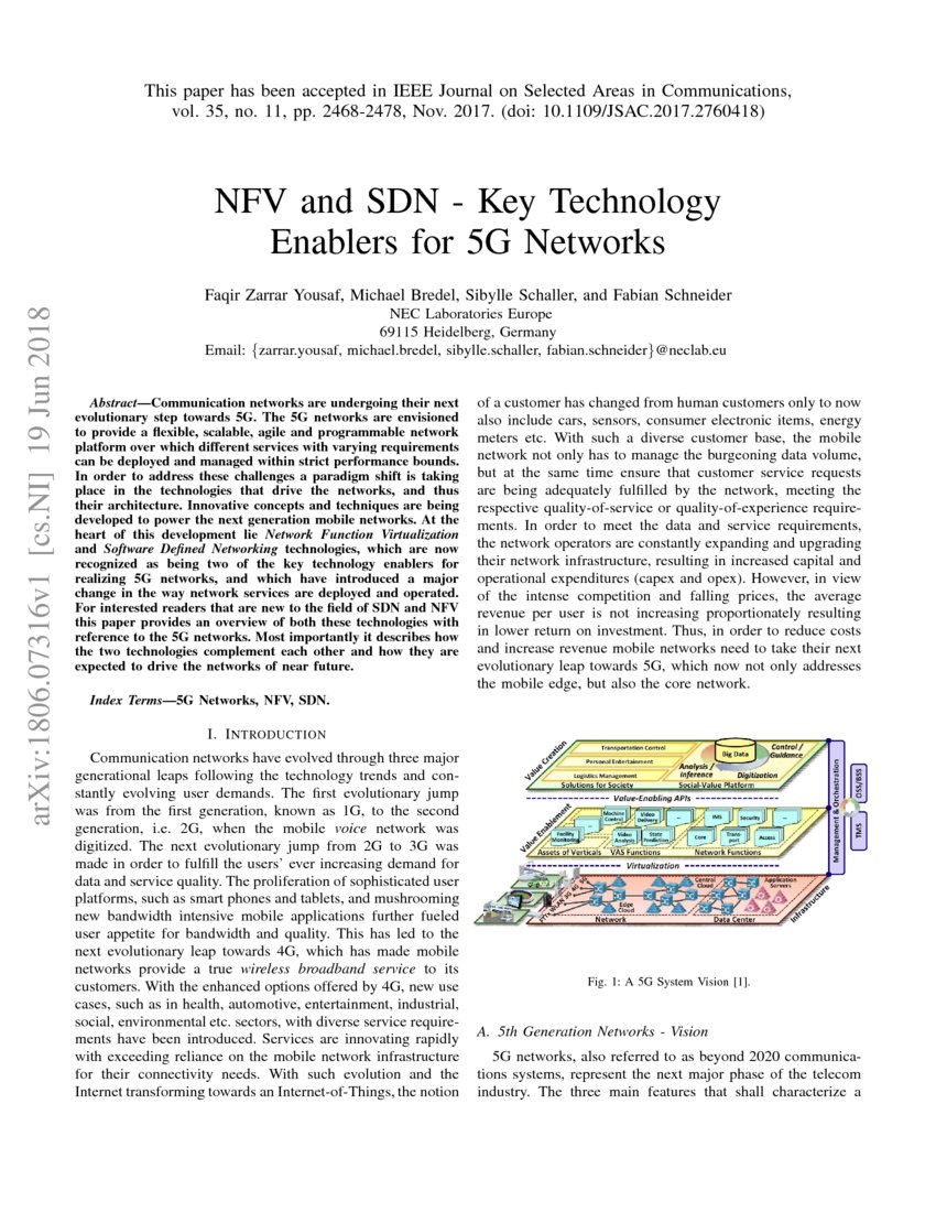 NFV and SDN - Key Technology Enablers for 5G Networks | DeepAI